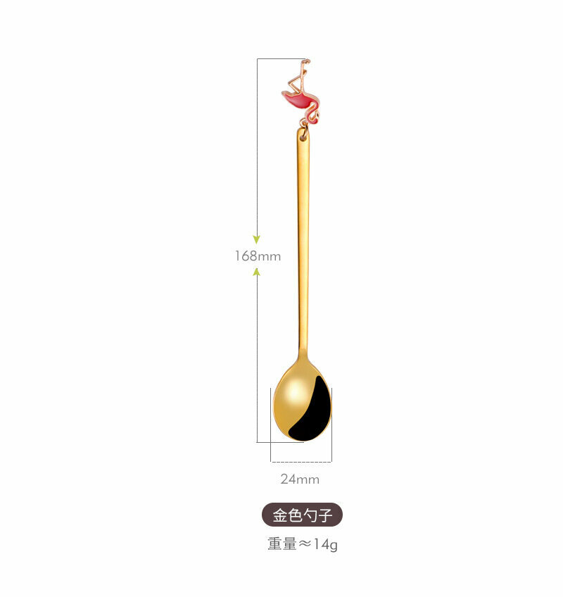 Кофейная ложка с птицей фламинго, из нержавеющей стали 304, золотое покрытие, подходит для кофе, десертов и фруктов,