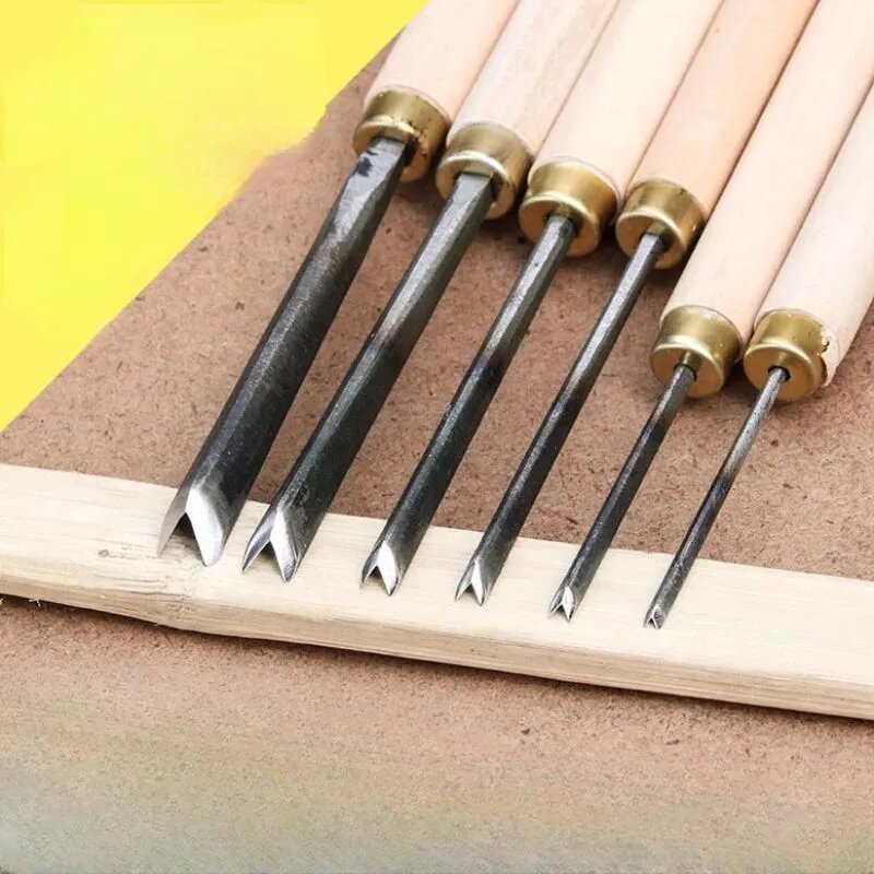 Ручные деревянные режущие ножи для резьбы: 1 шт. Новые треугольные клинковые резцы V-образного типа с открытым клинком