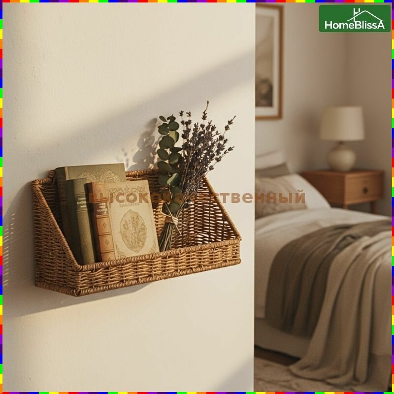 Подвесная плетёная корзина из пластика под лозу с креплениями, в прованском стиле, для хранения на кухне, в ванной или прихожей, идея подарка для дома