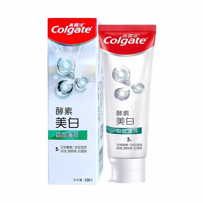 Зубная паста Colgate с ферментами для отбеливания 120 г для черных и желтых пятен от кофе, зубного камня, свежего дыхания, холодного светового отбеливания