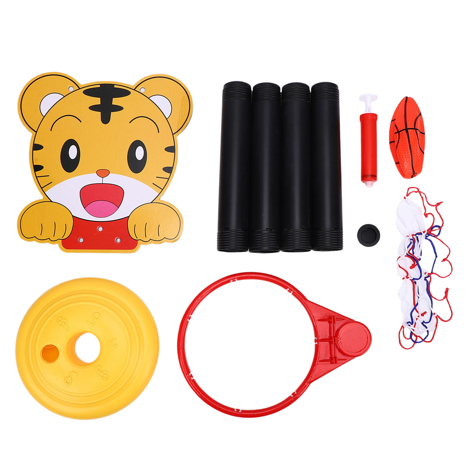 Детское баскетбольное кольцо с регулируемой высотой, насосом и многоразовым основанием для игр в помещении и на открытом воздухе.