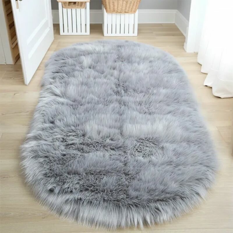 Ковер шкура на пол,80X200CM , Пушистый длинный плюш, нескользящий, может быть использован в спальне гостиной детской комнате рядом с диваном