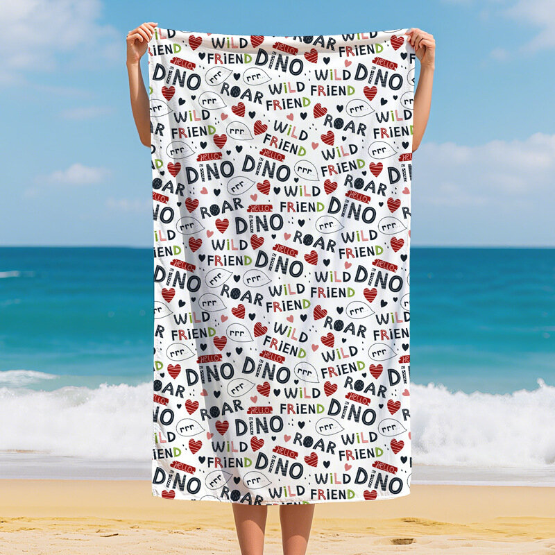 Пляжное полотенце из микрофибры с индивидуальной печатью Amazon, быстро сохнущее, впитывающее, для купания, портативное