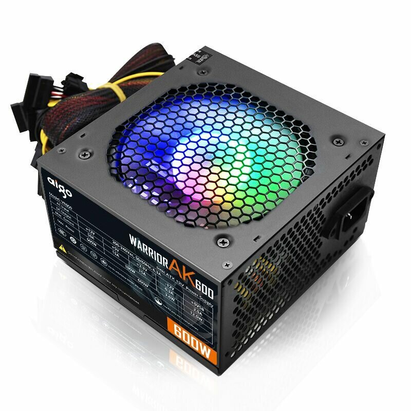 Блок питания Aigo AK600, RGB, 500W, 20+4pin*1, 1800PRM