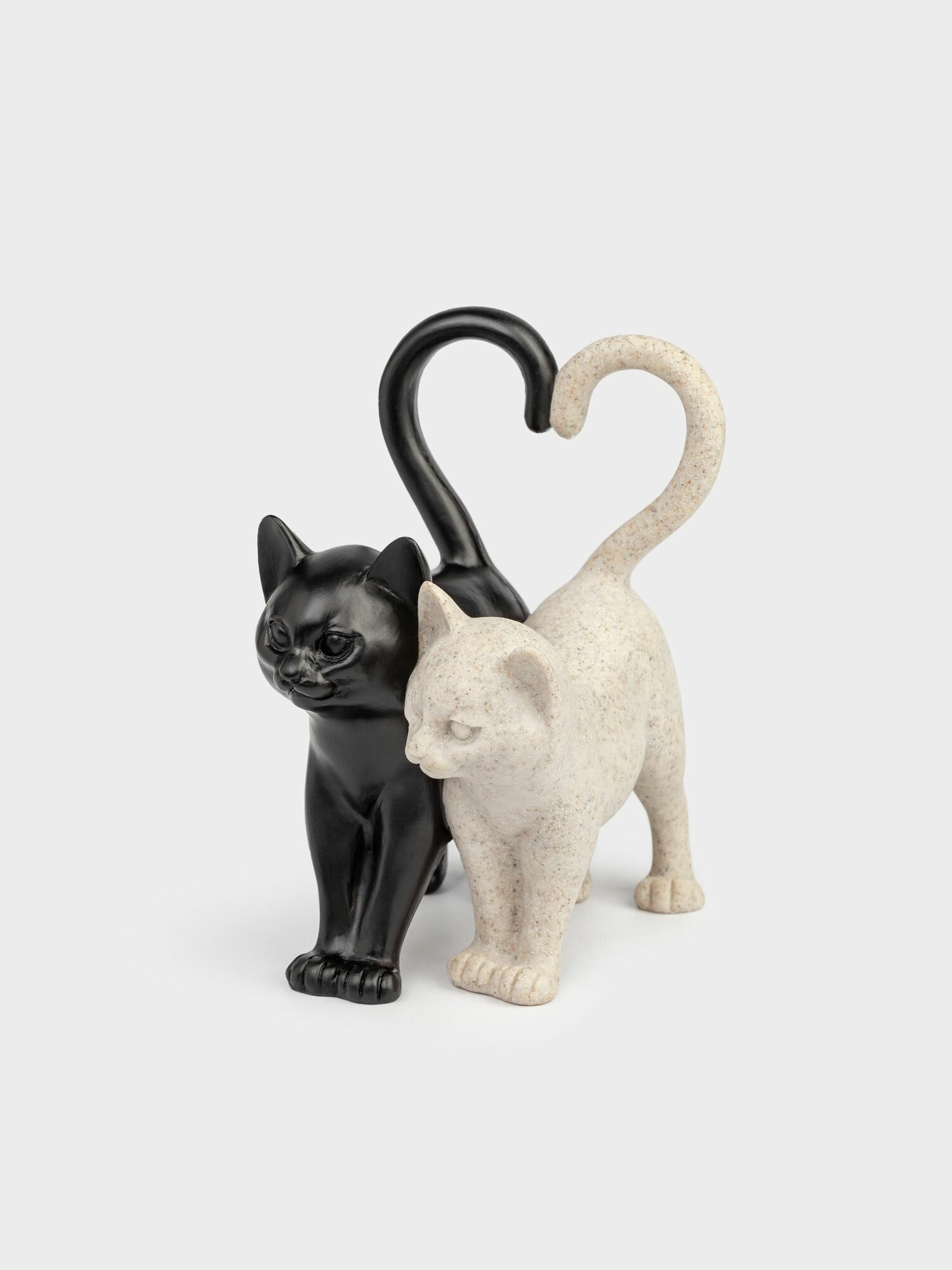 Статуэтка, 10х13 см, полирезин, черно-бежевая, Кот и кошка, Cat, Kuchenland