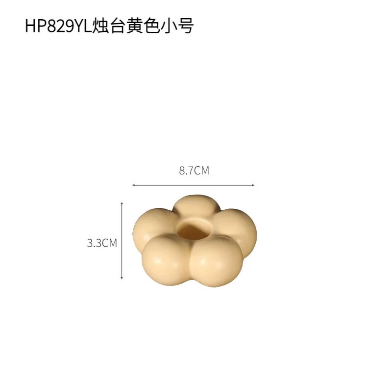Декоративный подсвечник HP829YL, цветочная форма, желтый, для свечи, размер 8.7x3.3 см，1 шт