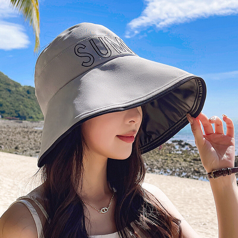 Женская летняя солнцезащитная шляпа, защита от ультрафиолета, ветрозащита, солнцезащитная шляпа с большими полями, пляжный пустой цилиндр, весенне-осенняя рыбацкая шляпа