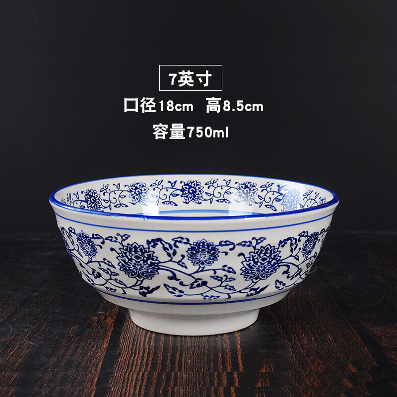 Синяя и белая керамическая миска для лапши, большая миска для рамена, ресторанная домашняя посуда, миска для супа и лапши, уникальная миска в форме трубы