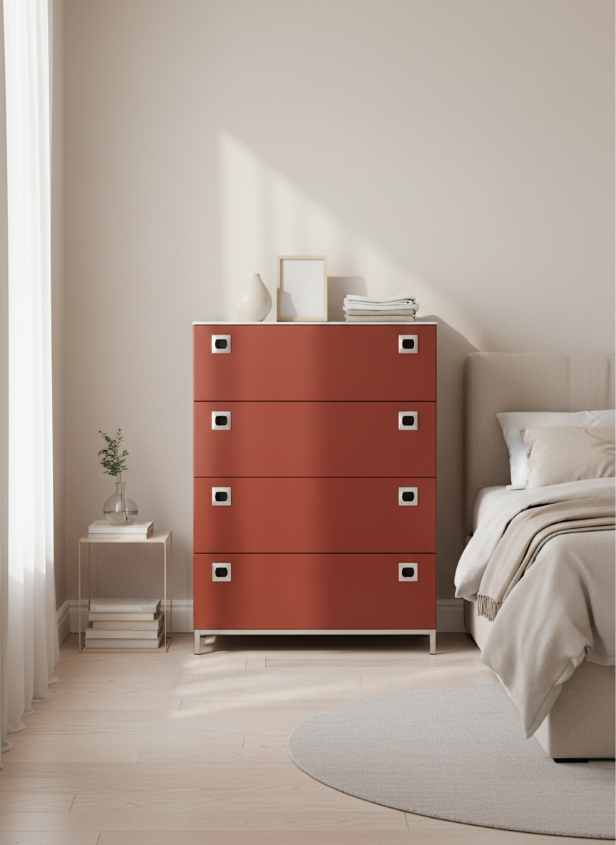 Комод Stallmann , бардово-красный, 4 ящика, МДФ