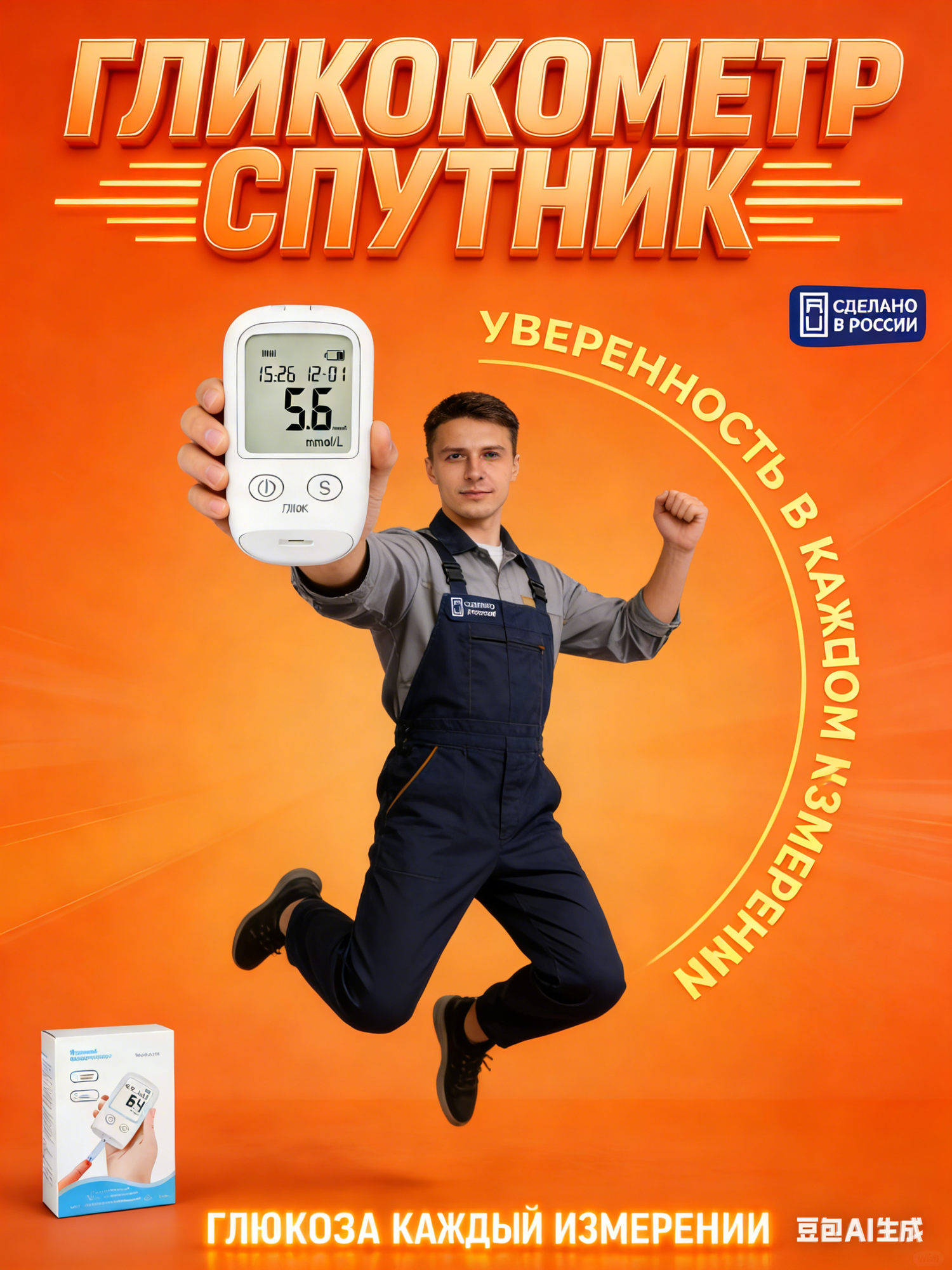 Набор мониторов уровня глюкозы в крови с тест-полосками x 25и ланцетами x 25