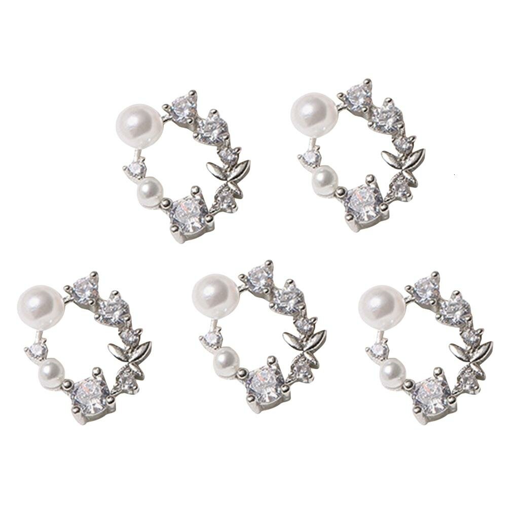 Бабочка-шармы для ногтей, сердца, стразы, Серебро GS002