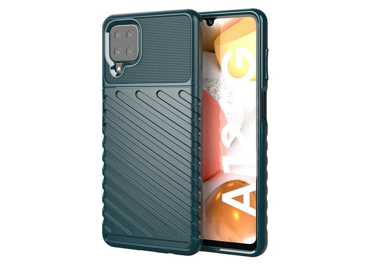 Чехол MyPads для Samsung Galaxy A12 (SM-A125F) 2020/21 / A12 Nacho SM-A127F из прочного силикона под карбон зеленая