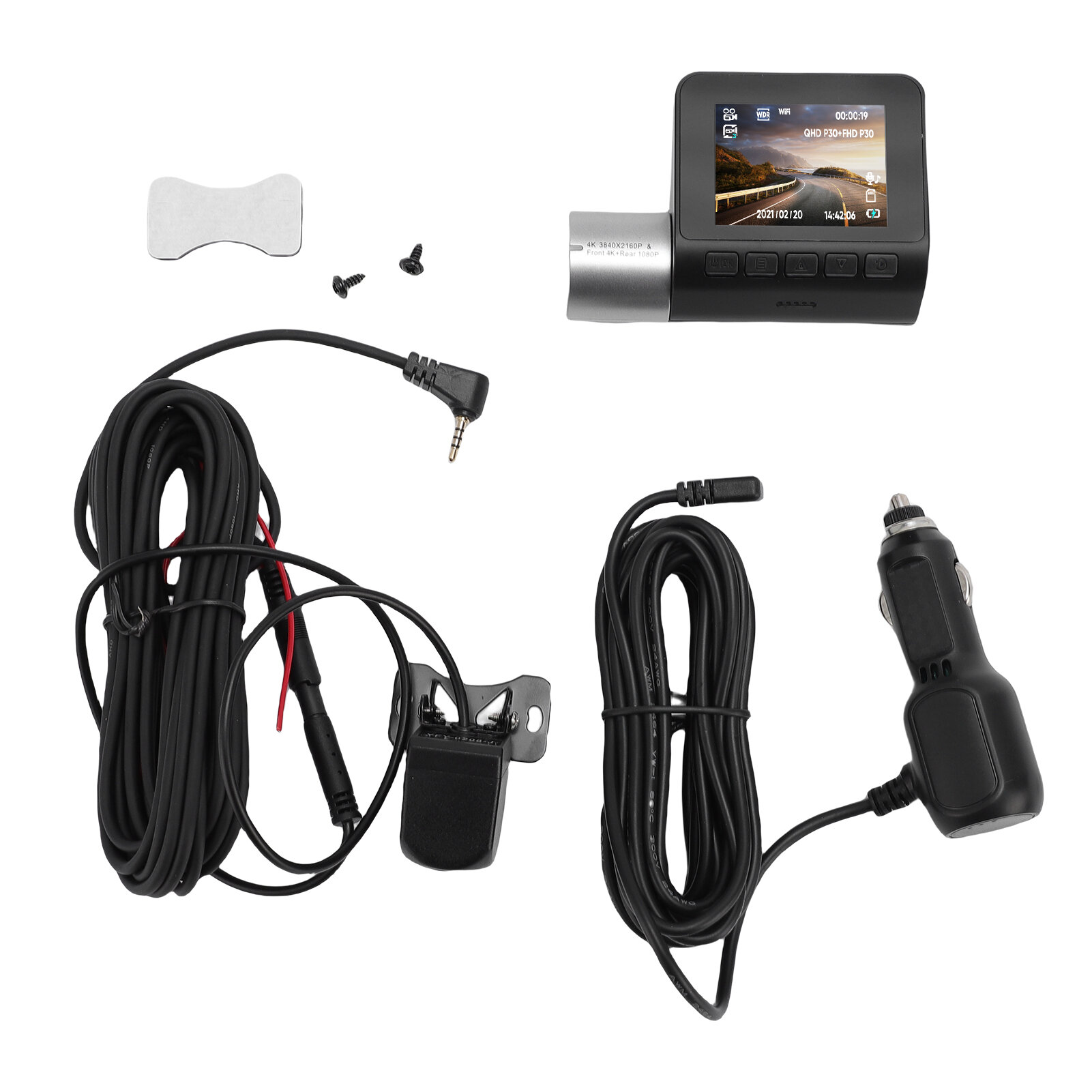 4K 1080p QHD Dual Dash CAM 5G Wi -Fi Night Vision Gool Recording rescription 170 ° Широкола передней задней автомобильной камеры с 2,0 -дюймовым экраном 24H Режим парковки