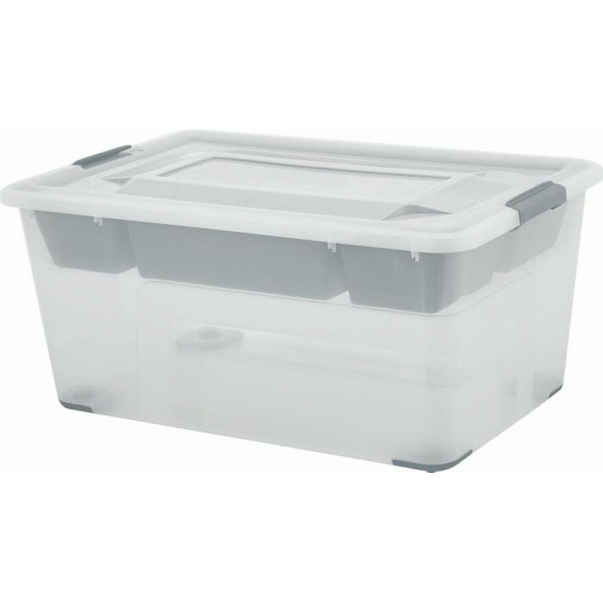 Ящик для храненения 40Л С лотком BERGEN натуральный PLAST TEAM