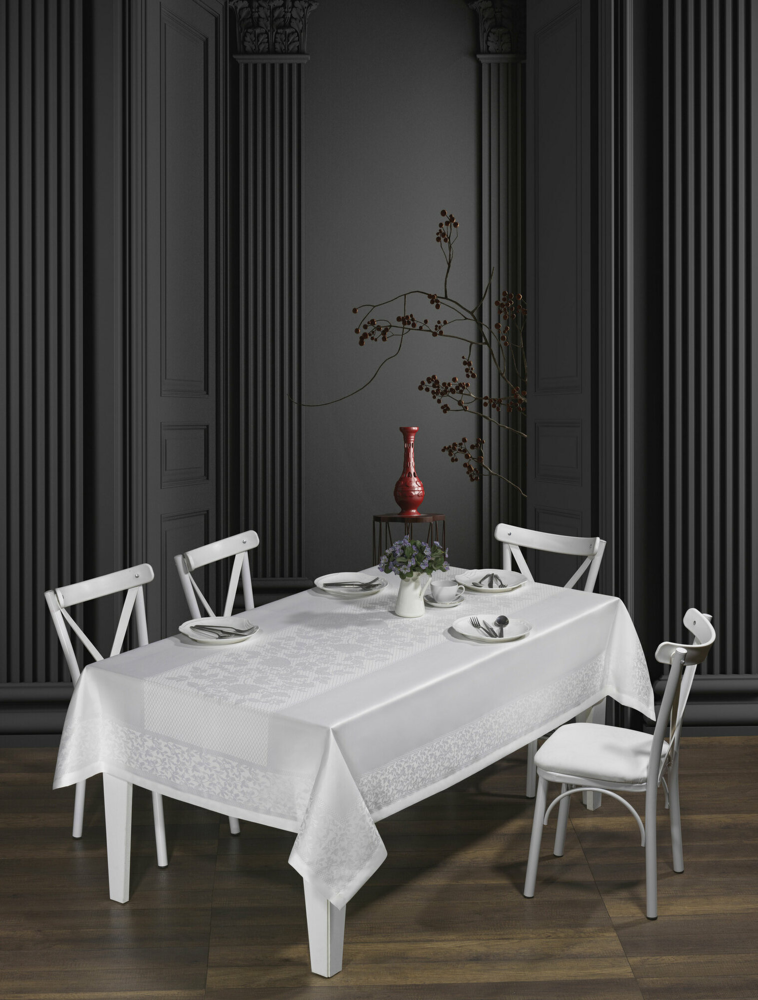 Скатерть броде жаккард 12310 Verona белый Doco (белый), Скатерть 160x220