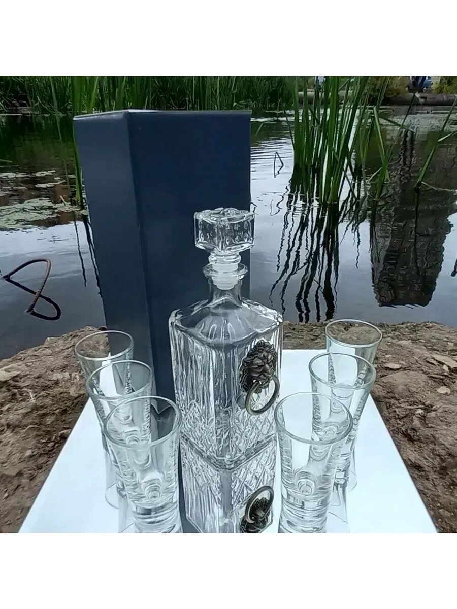 Графин Лев 500мл+ 6 стопок высоких 50мл в подарочной коробке