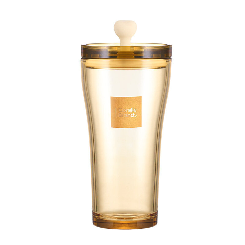 Американские видения Corning Corelle Brands Heart Joy Двойная питьевая чашка с стеклянной трубочкой, устойчивая к высоким температурам