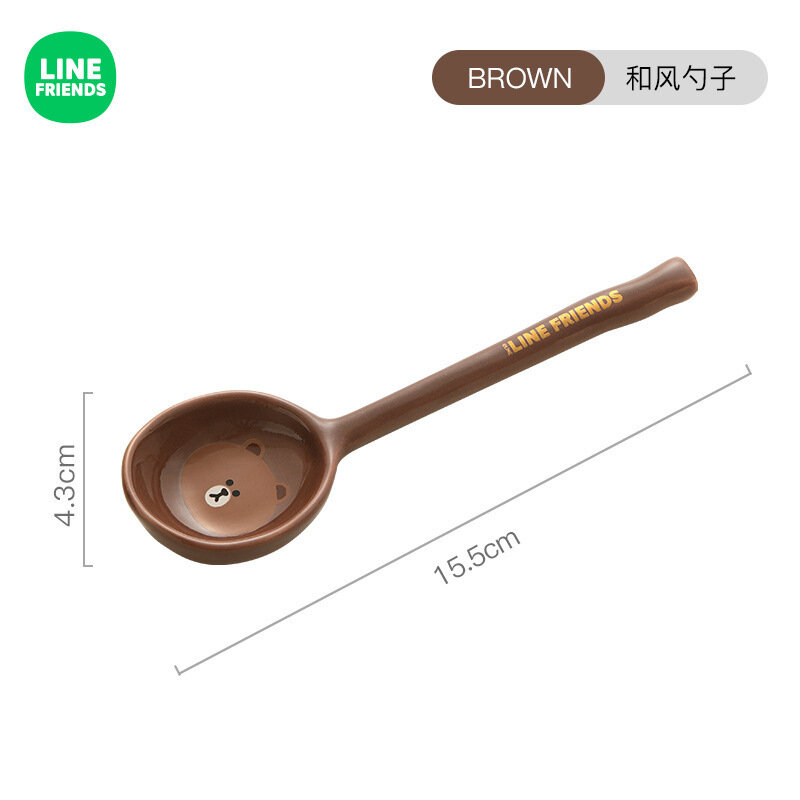 Керамическая ложка LINE FRIENDS, домашняя ложка с длинной ручкой, большая сервировочная ложка, высококачественная рисовая ложка