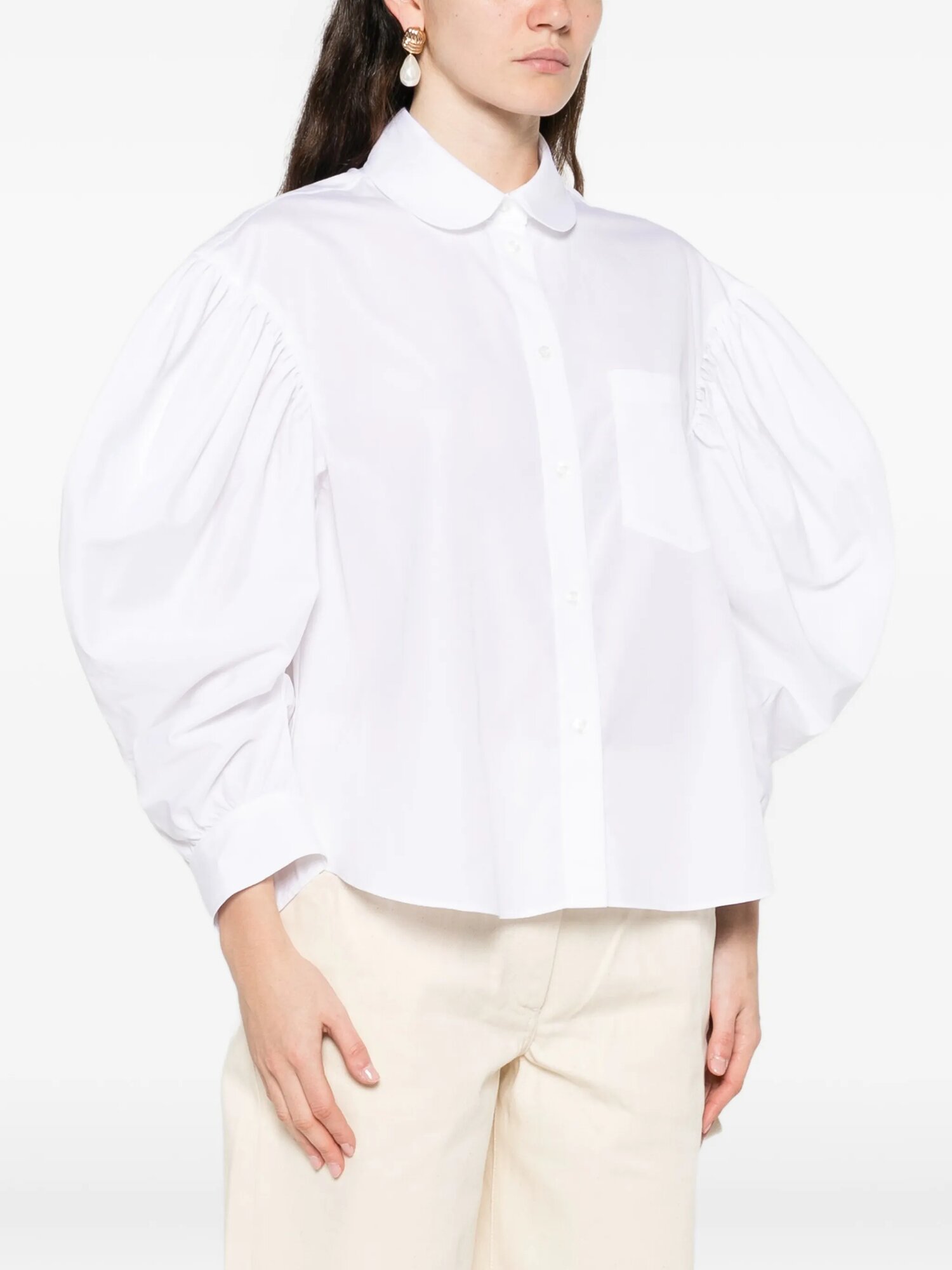 Рубашка Simone Rocha Draped-sleeve shirt, размер 10, white — фото 1