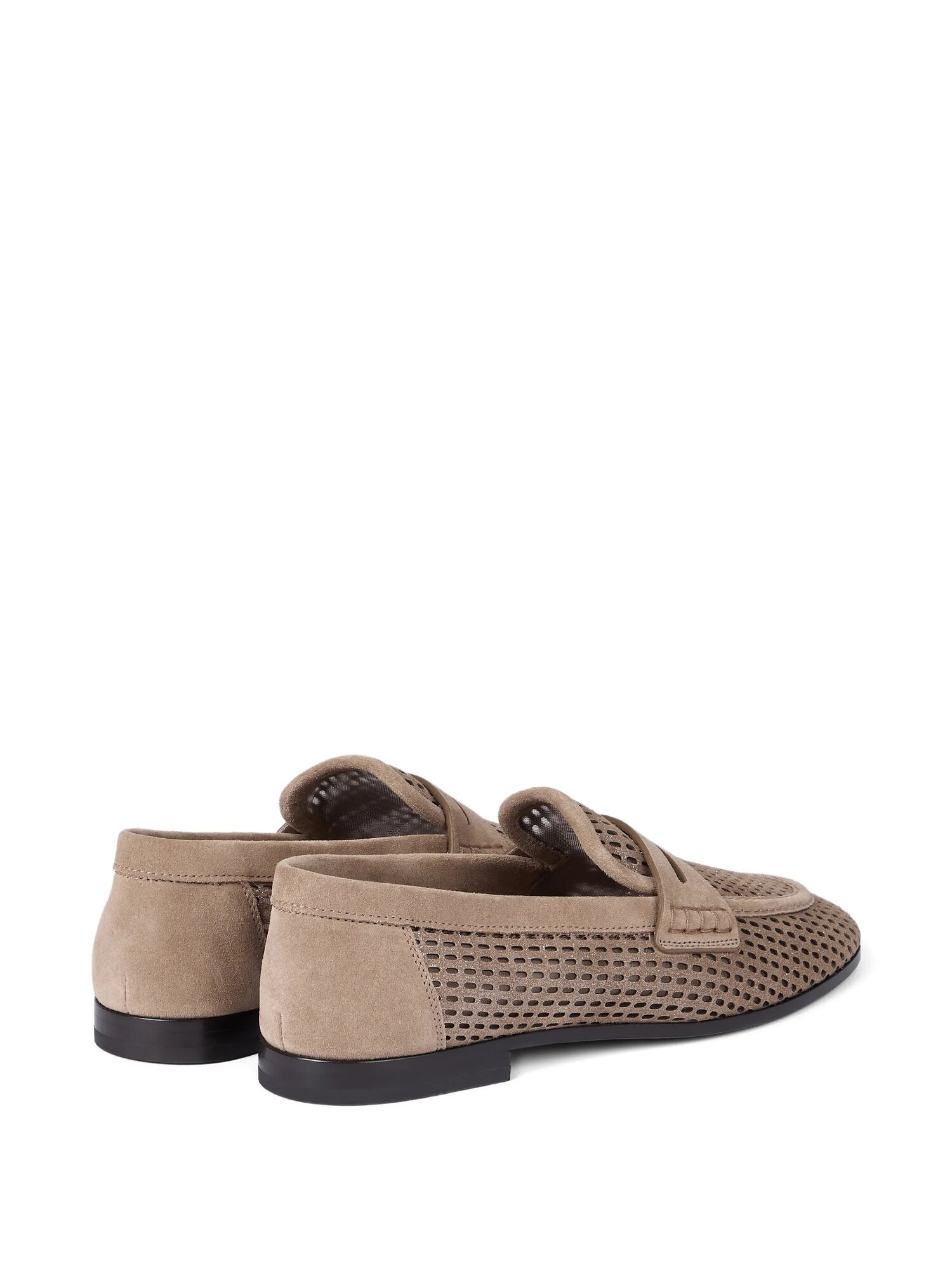 Лоферы BRUNELLO CUCINELLI Sparkling net leather loafers, размер 35, brown — фото 1