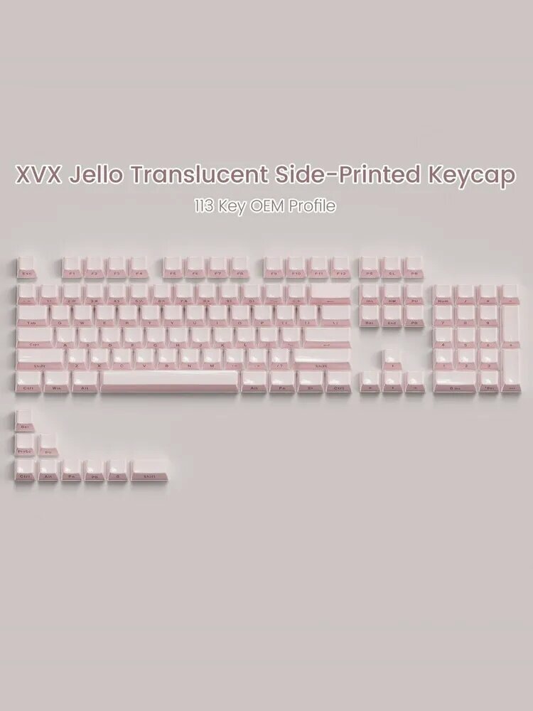 Кейкапы для механической клавиатуры Crystal Jelly, Pink, OEM, Double Shot