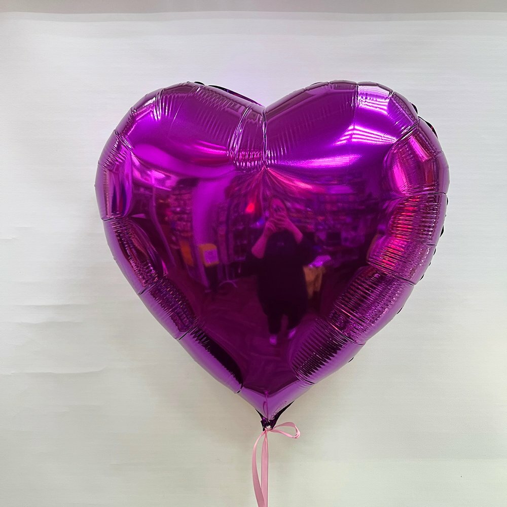 Фольгированная фигура с гелием - Сердце, пурпурный (81 см) + грузик
