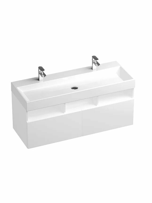 Тумба с раковиной Ravak Natural SD 120 подвесная, 120 см, белая, глянцевая, из МДФ, с ящиками, раковина для ванной, из искусственного мрамора, прямоугольная
