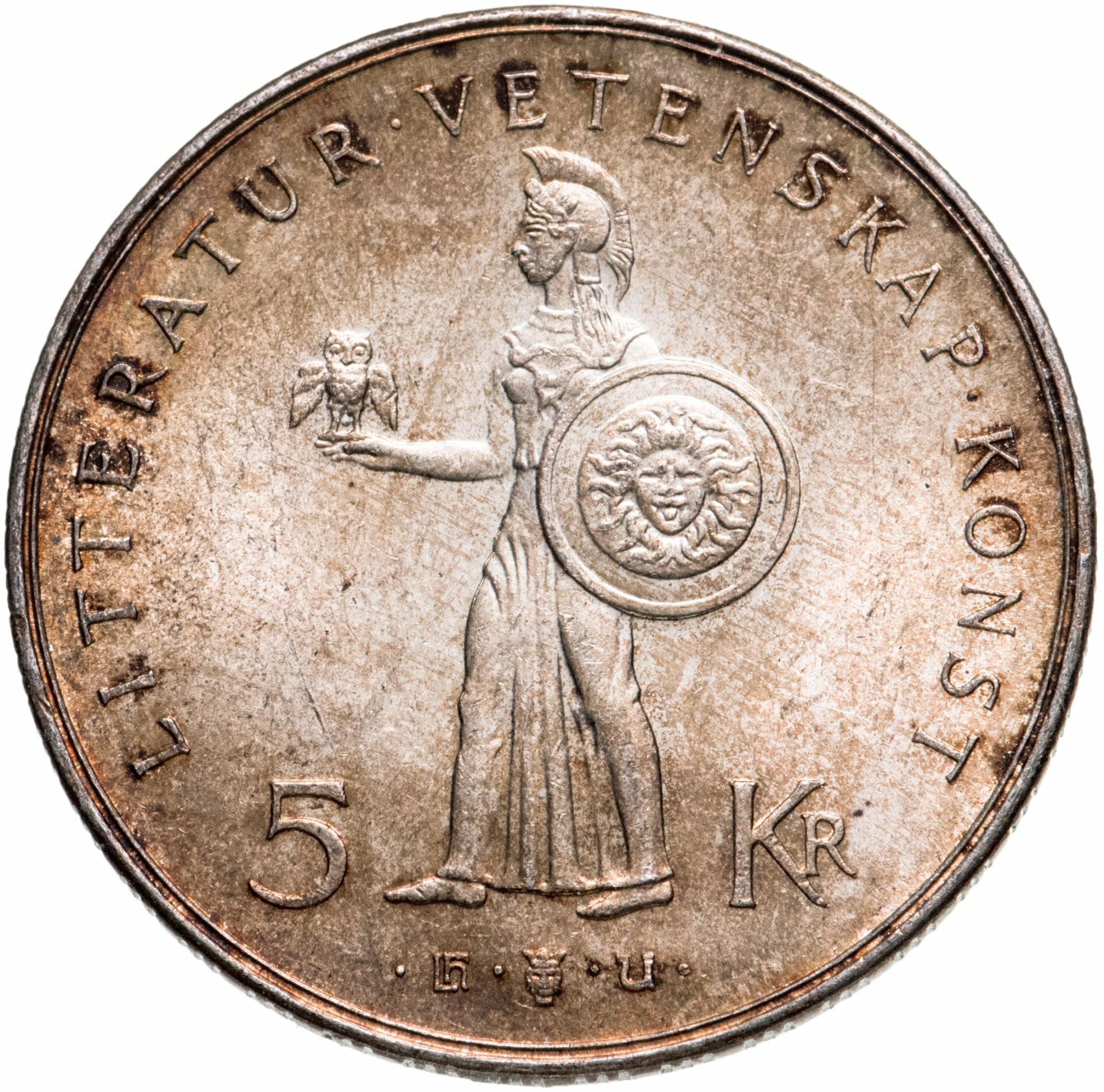 Швеция 5 крон 1962 "80 лет со дня рождения Густава VI Адольфа", Серебро 400, в сохранности UNC