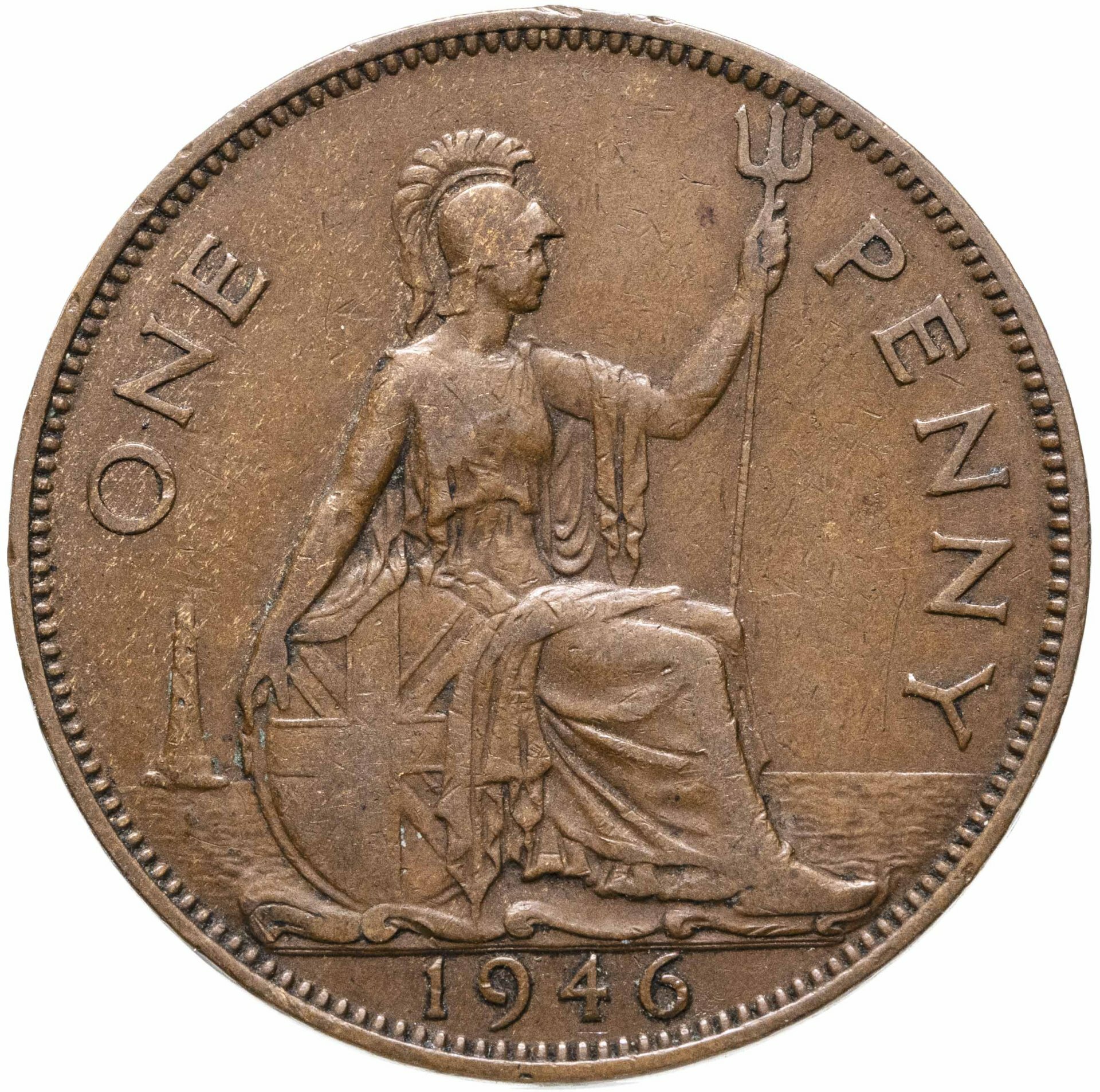 Великобритания 1 пенни penny 1946, Бронза, в сохранности VF