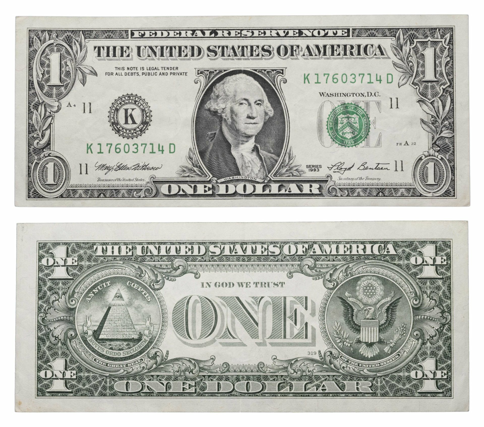 США 1 доллар 1993 год Pick 490а К-Даллас