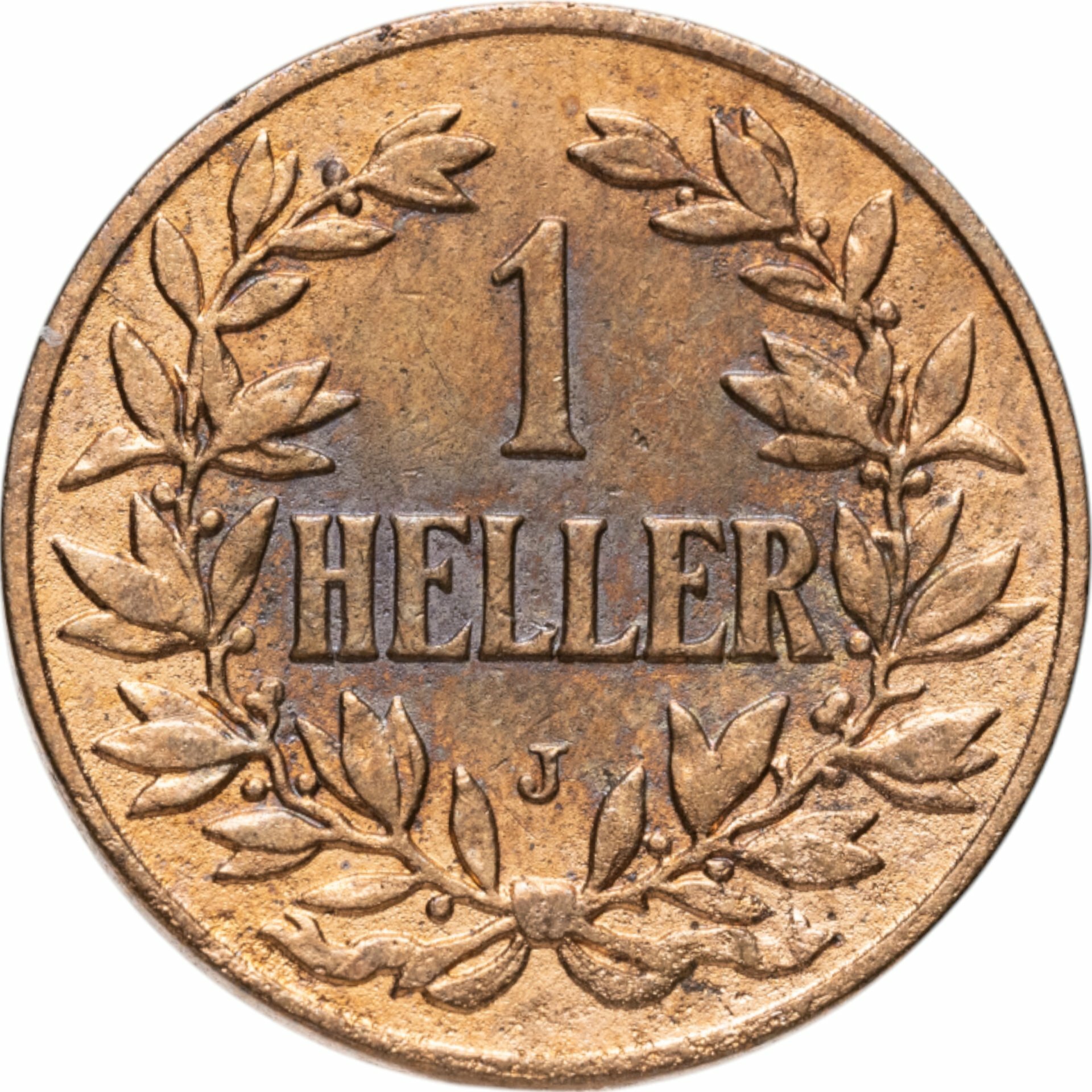 Германская Восточная Африка 1 геллер heller 1912 J, Бронза, в сохранности VF-XF