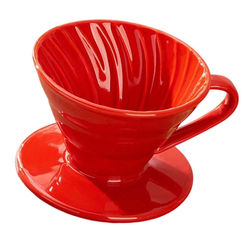 Чашка-воронка для кофе ручной заварки V60-красный-маленький
