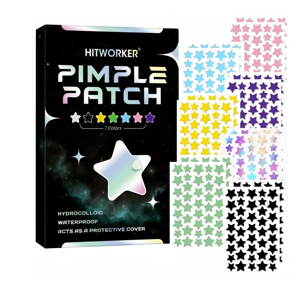 Патчи от прыщей на лице, наклейки звездочки точечные на лицо от акне, средство против воспалений, косметика анти-акне цветные маскирующие 560шт