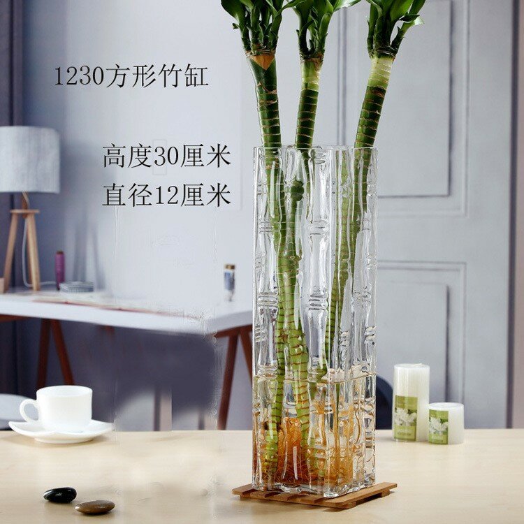 Очень большая ваза из стекла Lucky Bamboo, прозрачная, для цветов, серебряная ива, утолщенный цилиндр, прямая, высота 40 см, 50cm большого размера