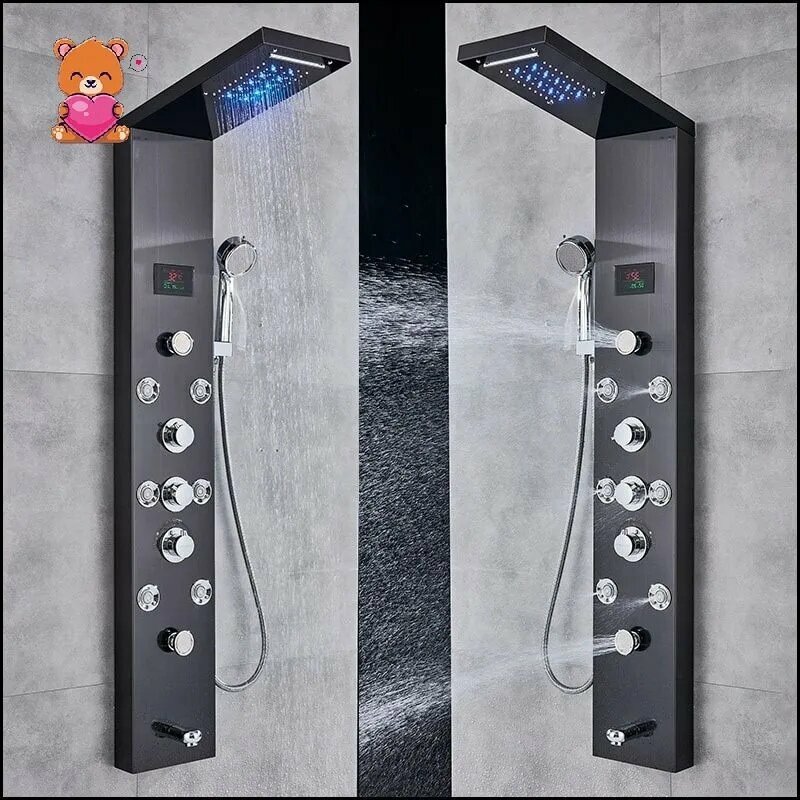 Цифровая панель для душа в черном премиум цвете