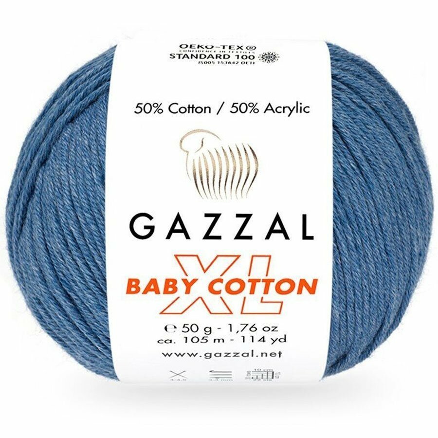 Пряжа Gazzal BABY COTTON XL 3431 джинс (5 мотков)