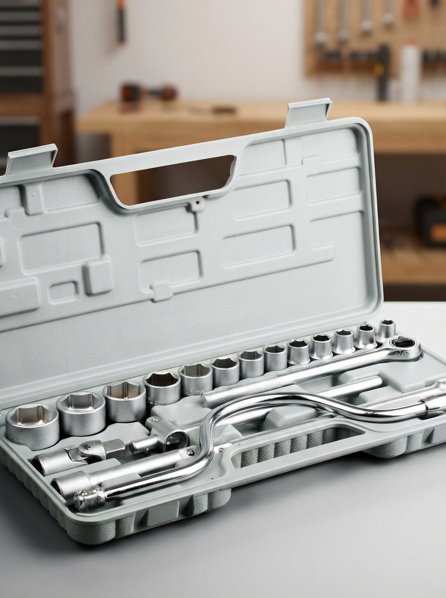 Набор головок с трещоткой и коловоротом, 10-32 мм, 49 предметов в кейсе