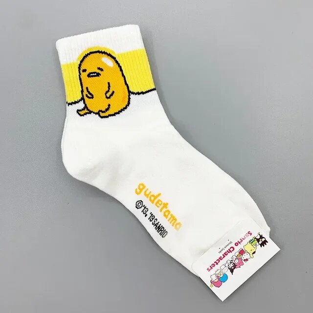 Носки Hello Kitty для девочек среднего размера (Y2K), носки Kuromi Cinnamoroll, милые носки Sanrio Melody, розовые черно-белые женские носки.
