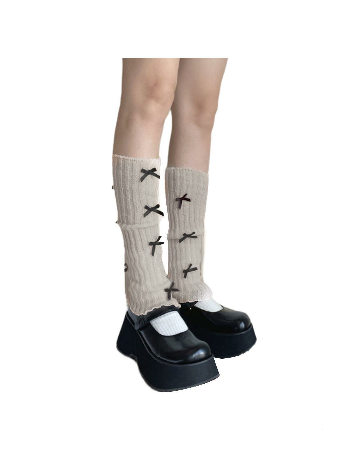 Женские трикотажные гетры с рюшами и бантами, Овес