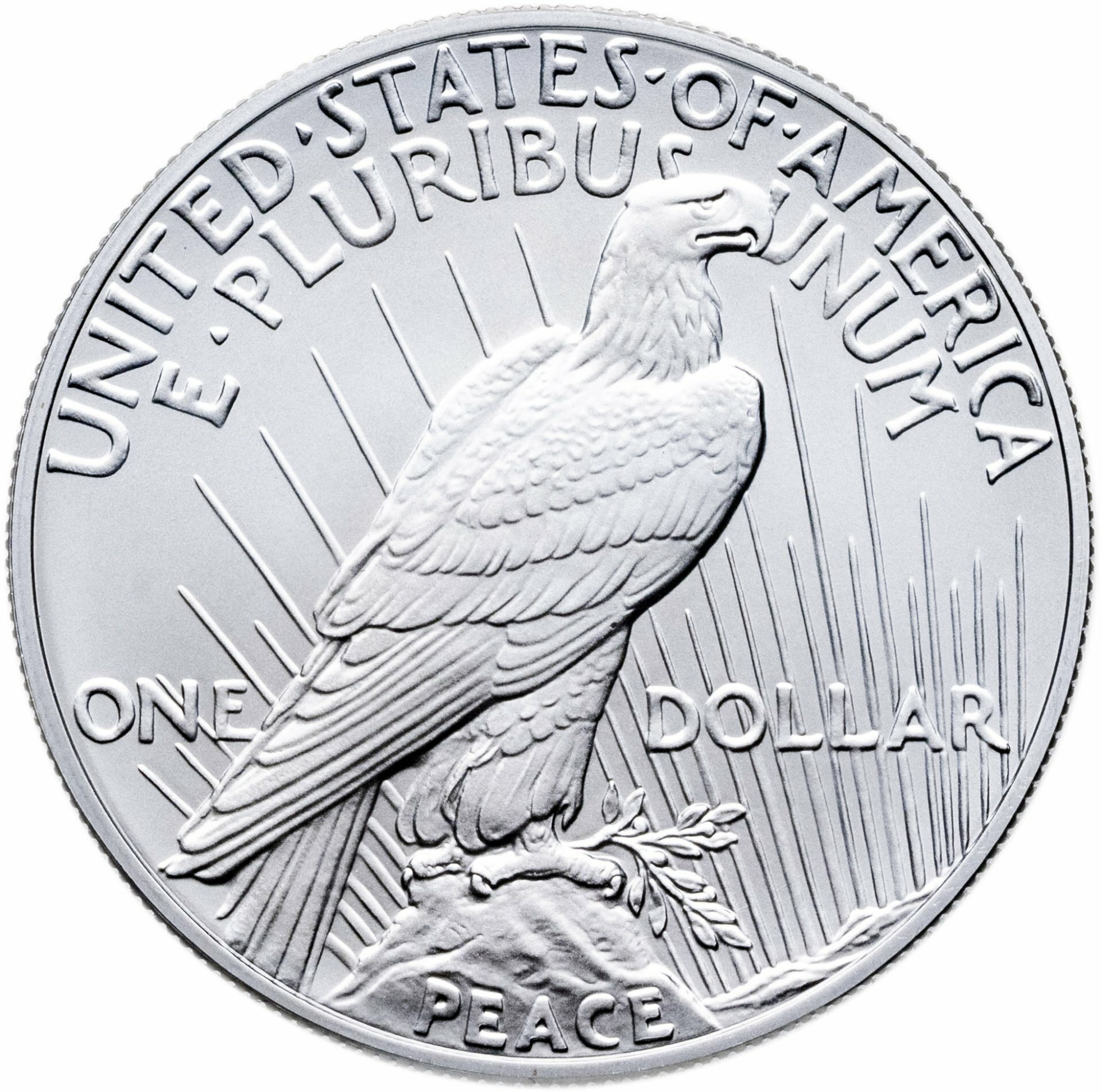 США 1 доллар 2023 Р "Peace dollar мирный доллар" в футляре с сертификатом, Серебро 999, в сохранности UNC