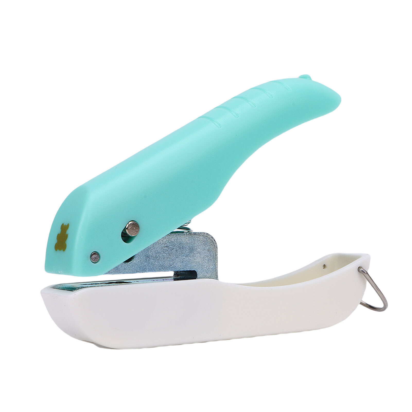 Ручной дырокол для рукоделия с рисунком медведя и контейнером для сбора отходов, подходит для школы и офиса.