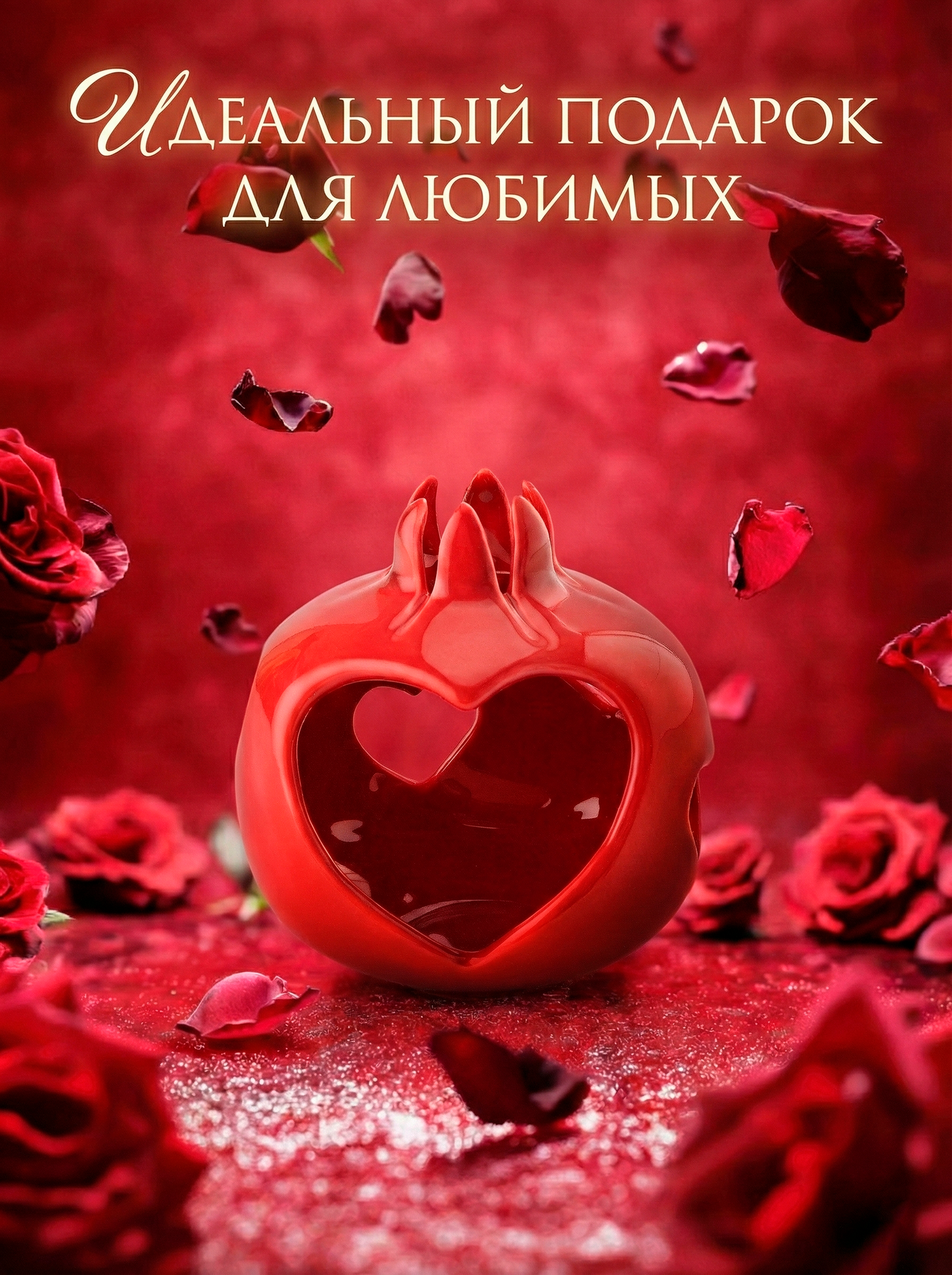 Гранат подсвечник с большим сердцем (Красный)