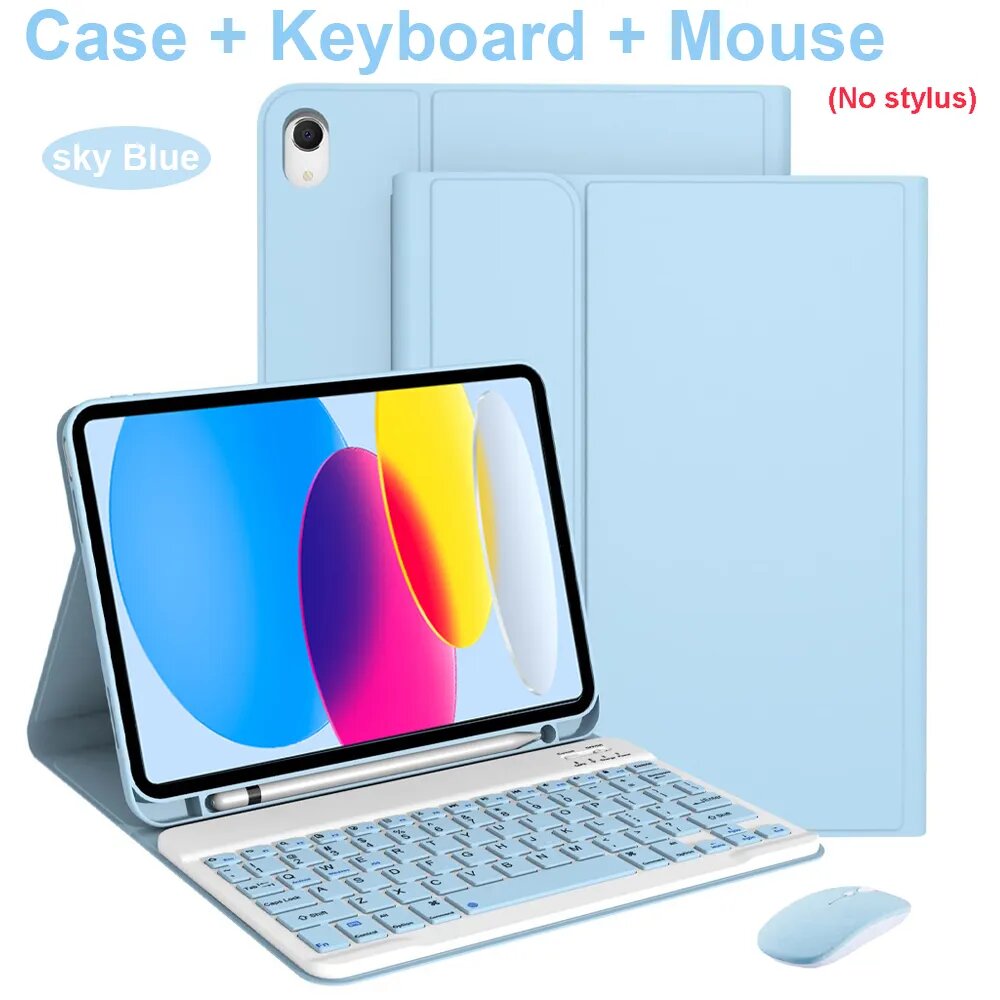 Чехол для iPad 11 дюймов A16 2025, русская Bluetooth клавиатура чехол для iPad 10-го 10,9 дюймов 2022