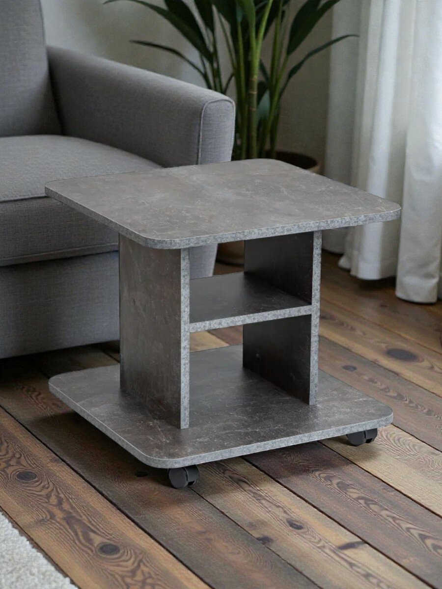 Стол K-Home СЭМ-1, для гостиной, подкатной, с полкой, на колёсиках