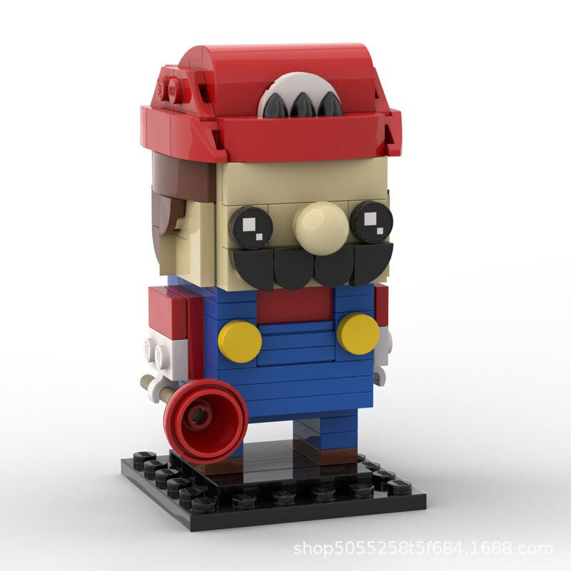 Строительные блоки-головоломки MOC--40468 Модель сборки анимационного персонажа с квадратной головой Супер Марио