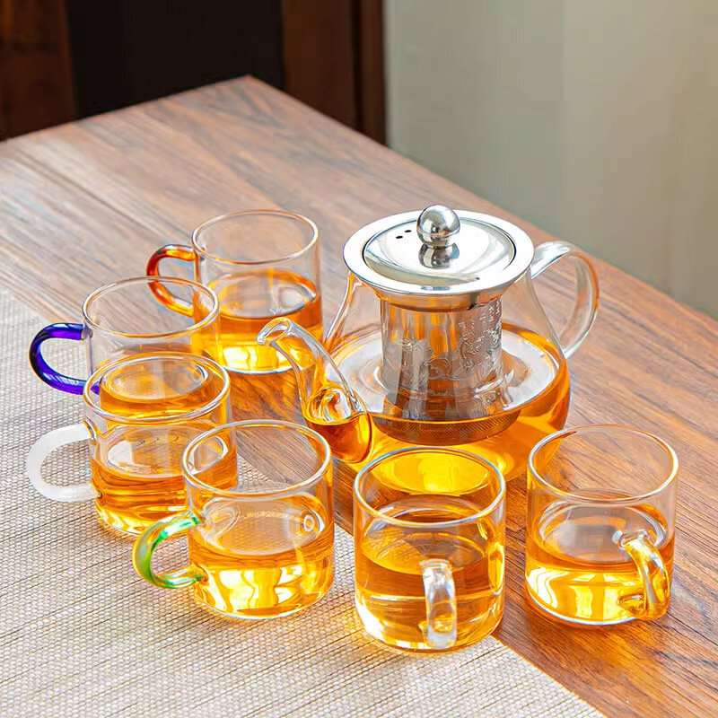 Высокотемпературный стеклянный чайник для дома, кунг-фу чайник, набор для чая, утолщенный фильтр, заваривание цветочного чая, один чайник, термостойкий