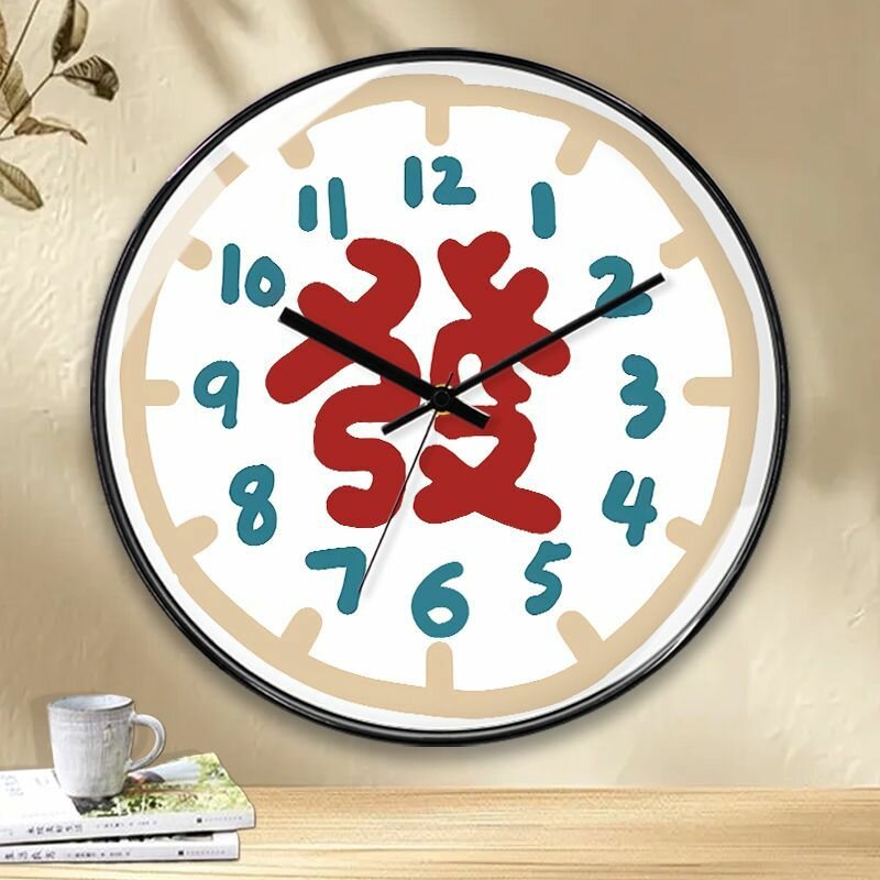 Часы в стиле Гонконга, кремовые, бесшумные, с изображением удачи, простые часы для ресторана, креативные граффити-часы, часы для студии шахмат и карт
