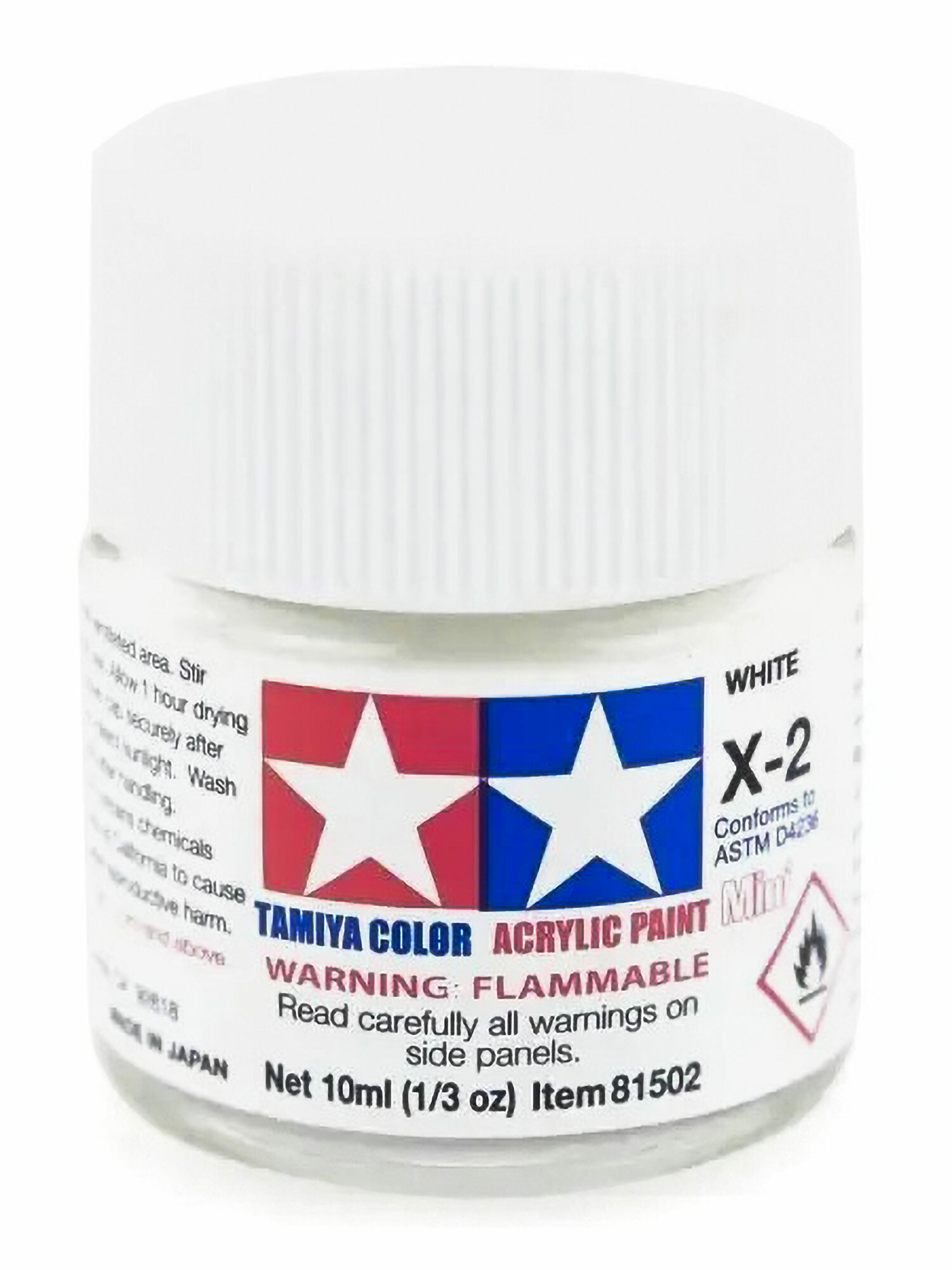 Краска акриловая Tamiya Color X-2 White 81502 белая глянцевая, 10 мл