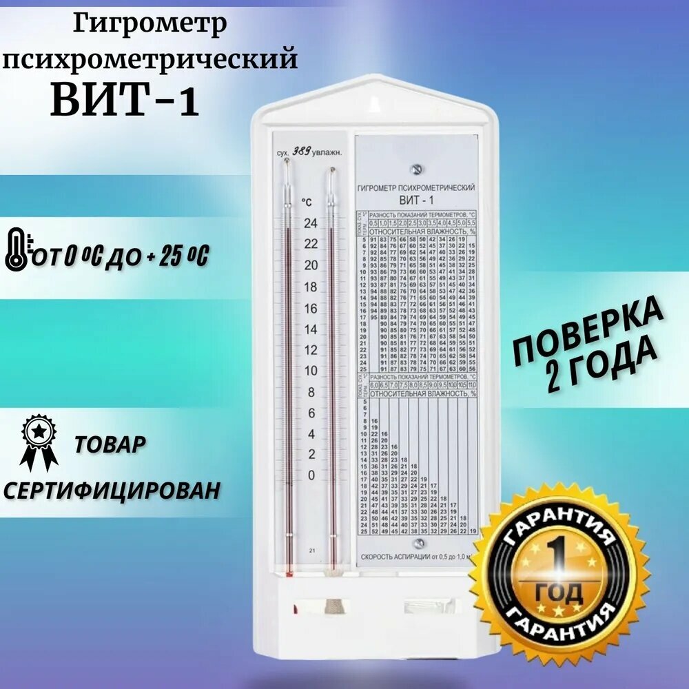 Гигрометр психрометрический ВИТ-1 с поверкой 2 года