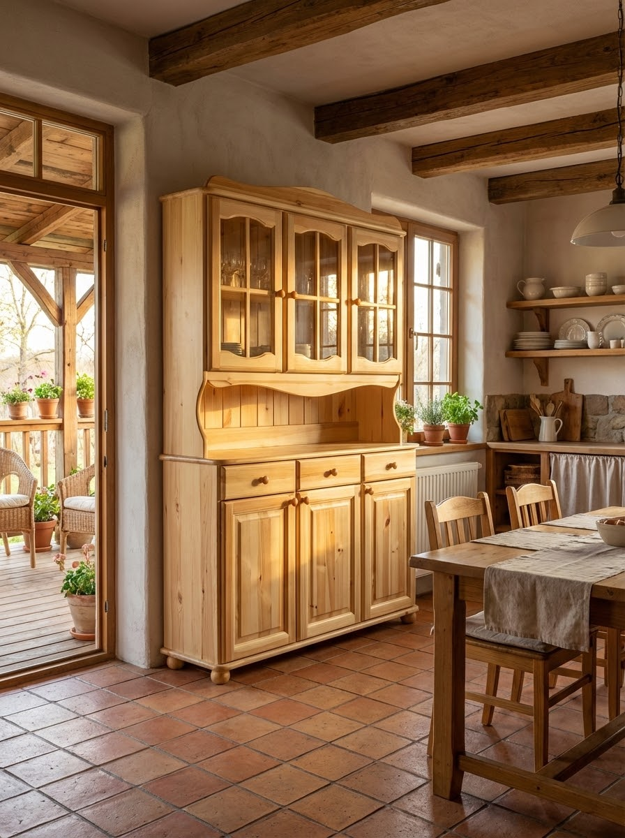 Шкаф-буфет "Норд 120" массив сосны, отделка - лак, 122x38x193 см. "Дом мебели из сосны"